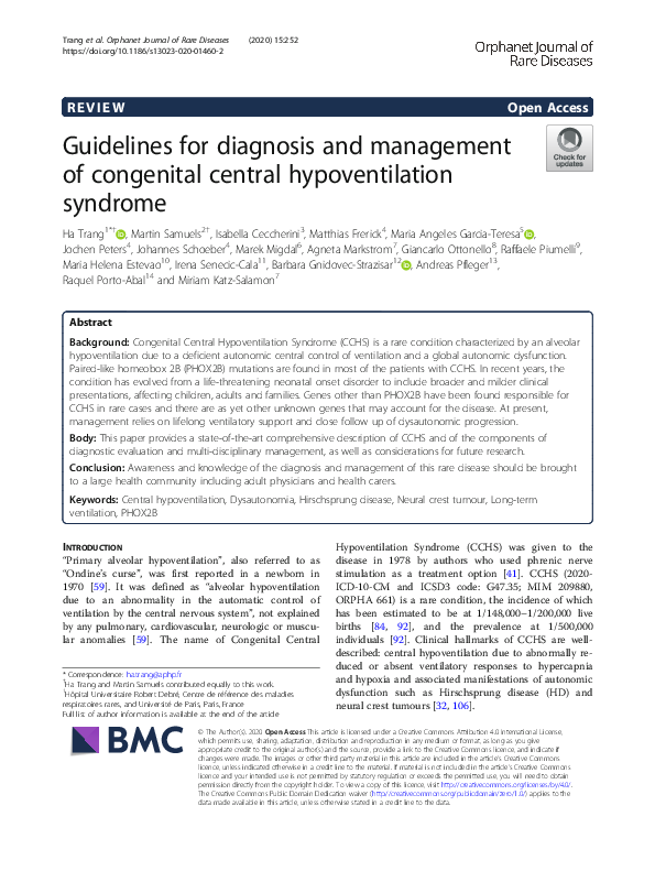 (PDF) Guidelines for diagnosis and management of congenital central ...