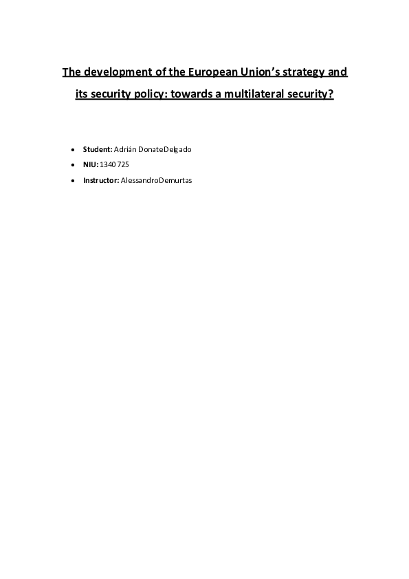 (PDF) The development of the European Union’s strategy and its security ...
