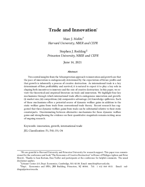 (PDF) Trade and Innovation