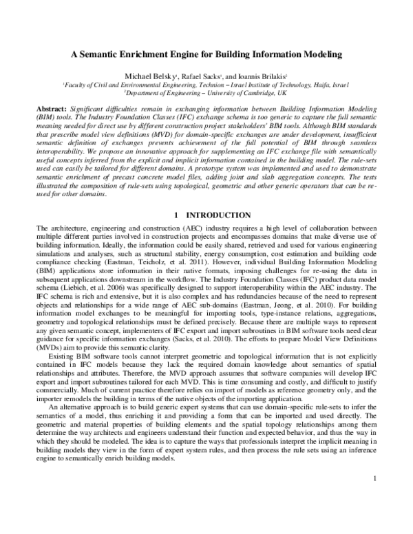 (PDF) Semantic Enrichment for Building Information Modeling