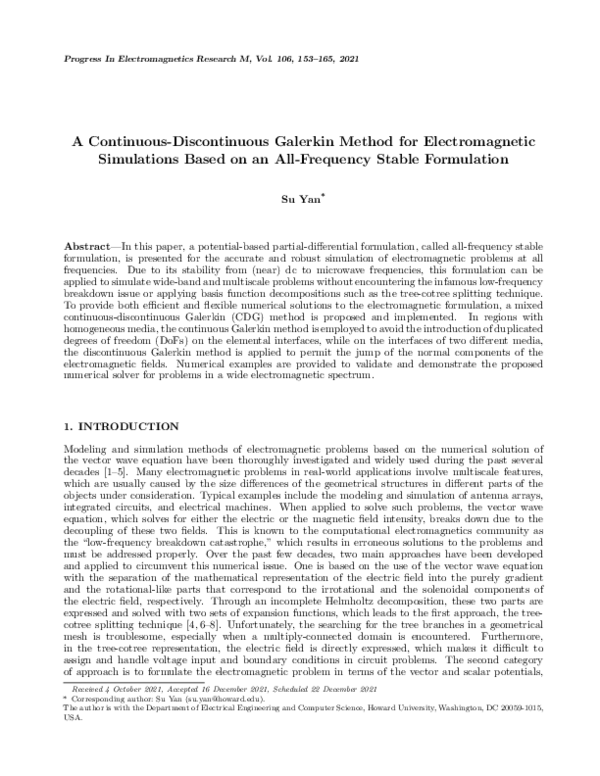 (PDF) A Continuous-Discontinuous Galerkin Method for Electromagnetic ...