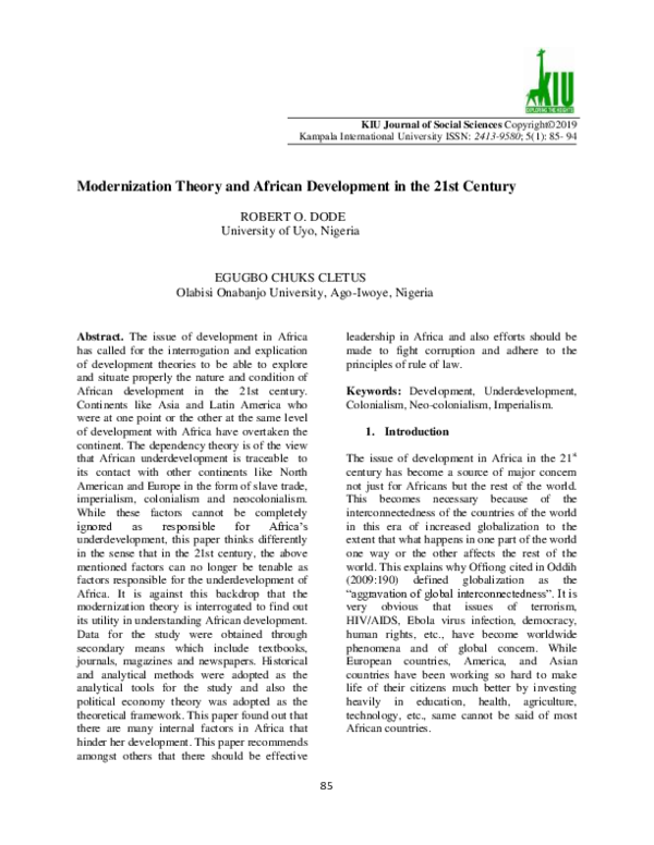 (PDF) Modernization Theory and African Development in the 21st Century ...