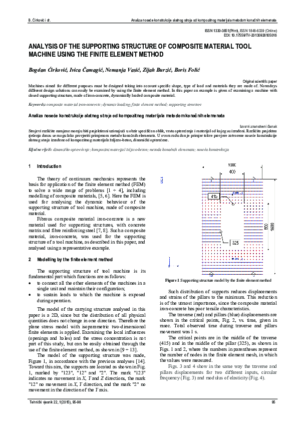 (PDF) Analysis of the supporting structure of composite material tool machine using the finite ...