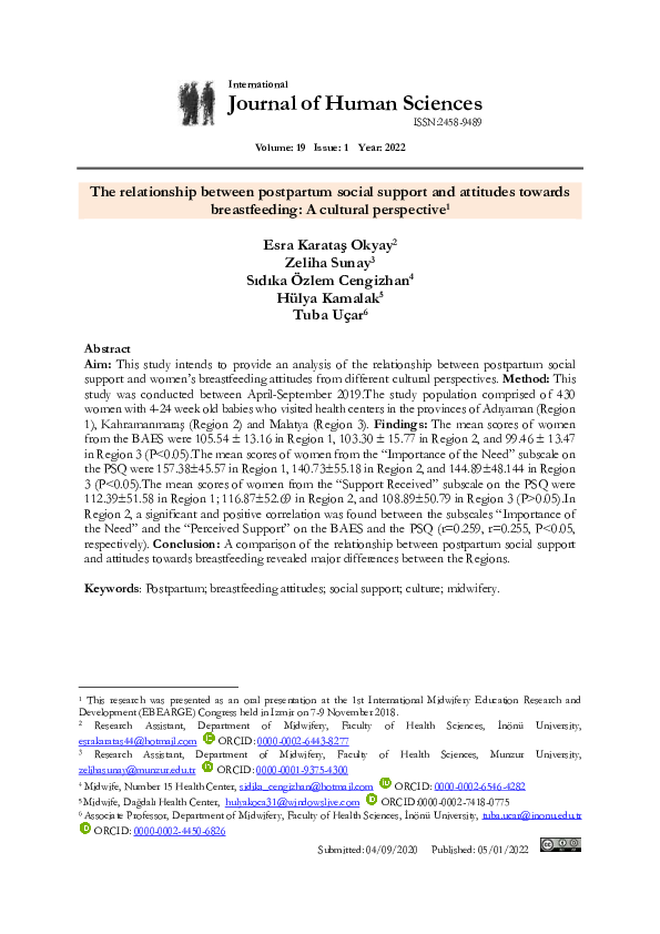 (PDF) The relationship between postpartum social support and attitudes ...