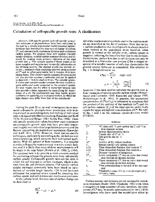 (PDF) Calculation of cell-specific growth rates: A clarification