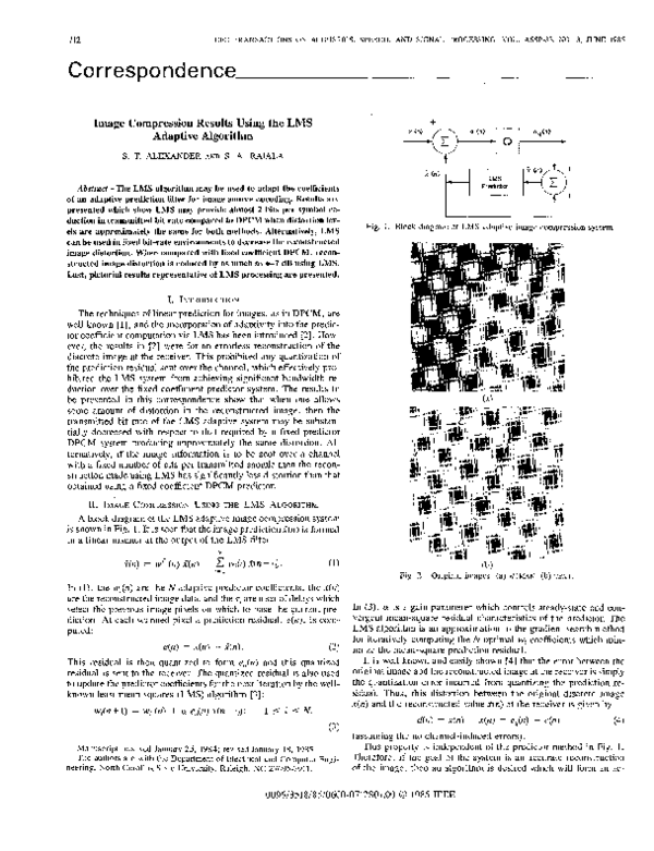(PDF) Image compression results using the LMS adaptive algorithm