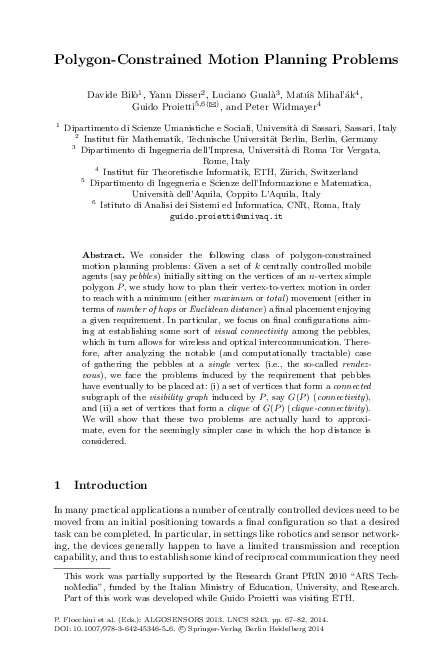 (PDF) Polygon-Constrained Motion Planning Problems