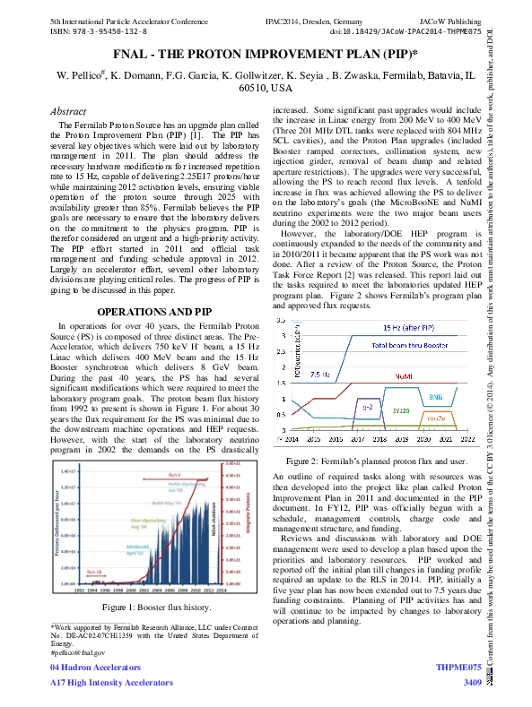 (PDF) FNAL - The Proton Improvement Plan (PIP)