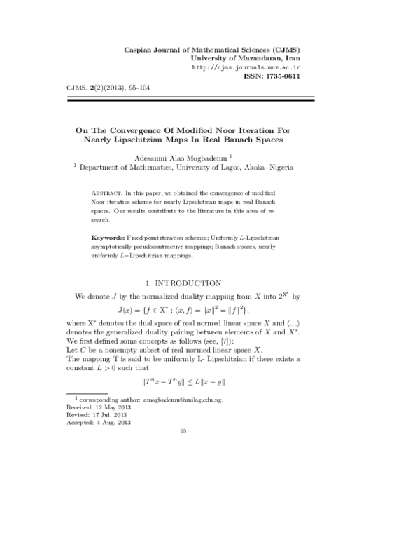 (PDF) Convergence of Noor Iteration in Banach Spaces
