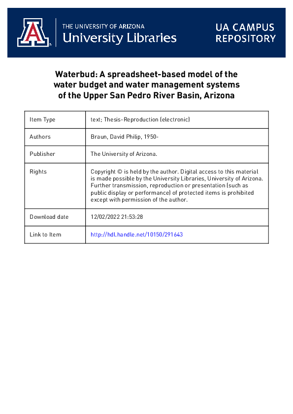 (PDF) Waterbud: A Spreadsheet-Based Model of the Water Budget and Water ...