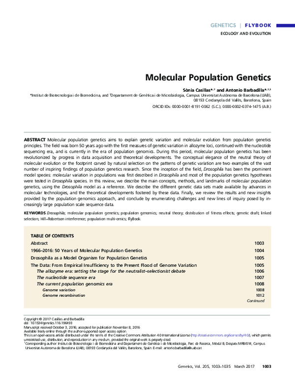 (PDF) Molecular Population Genetics