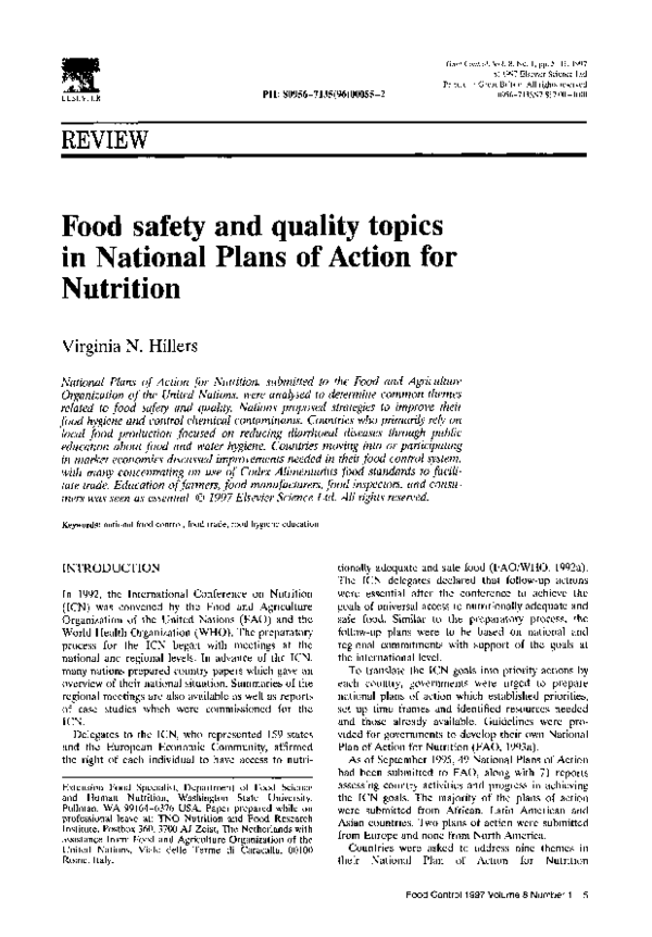 (PDF) Food safety and quality topics in National Plans of Action for ...