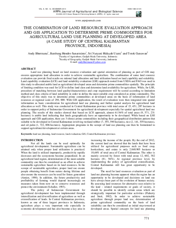 (PDF) The Combination of Land Resource Evaluation Approach and Gis ...