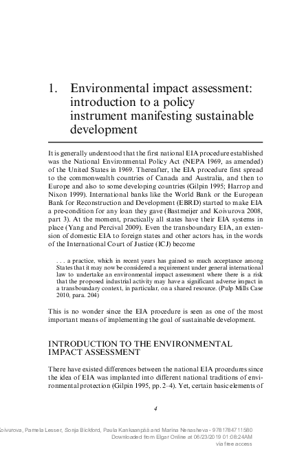 (PDF) Environmental impact assessment: introduction to a policy ...