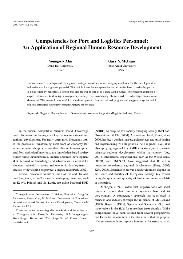 (PDF) Competencies for port and logistics personnel: An application of ...