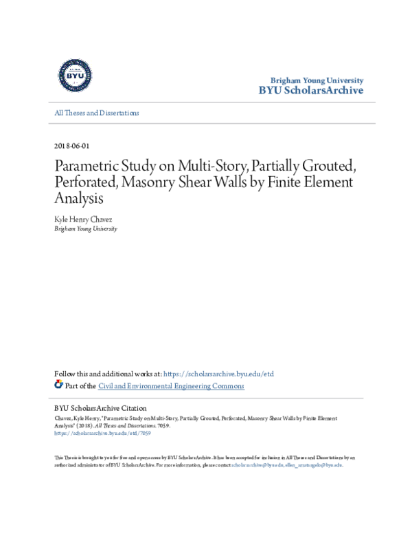 (PDF) Parametric Study on Multi-Story, Partially Grouted, Perforated ...