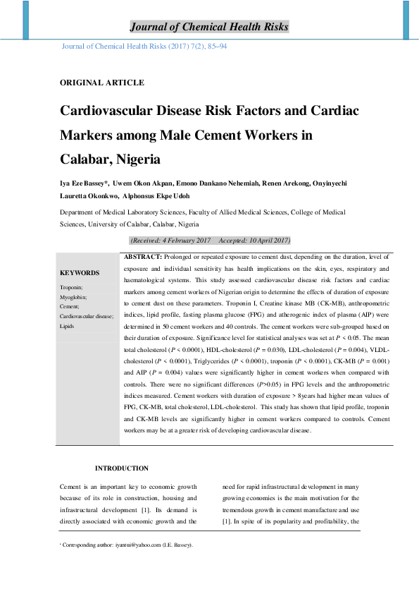 (PDF) Journal of Chemical Health Risks