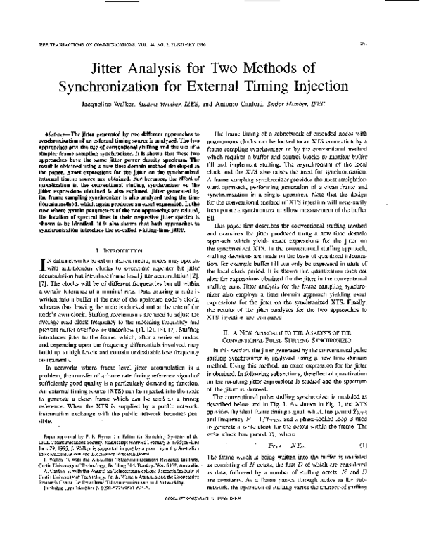 (PDF) Jitter analysis for two methods of synchronization for external ...