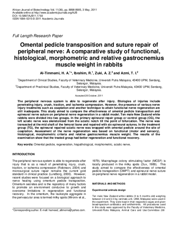 (PDF) Omental pedicle transposition and suture repair of peripheral ...