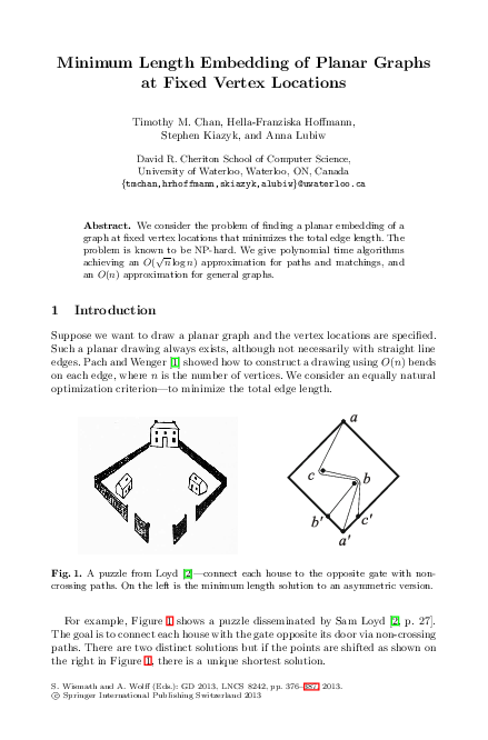 Pdf Minimum Length Embedding Of Planar Graphs At Fixed Vertex Locations
