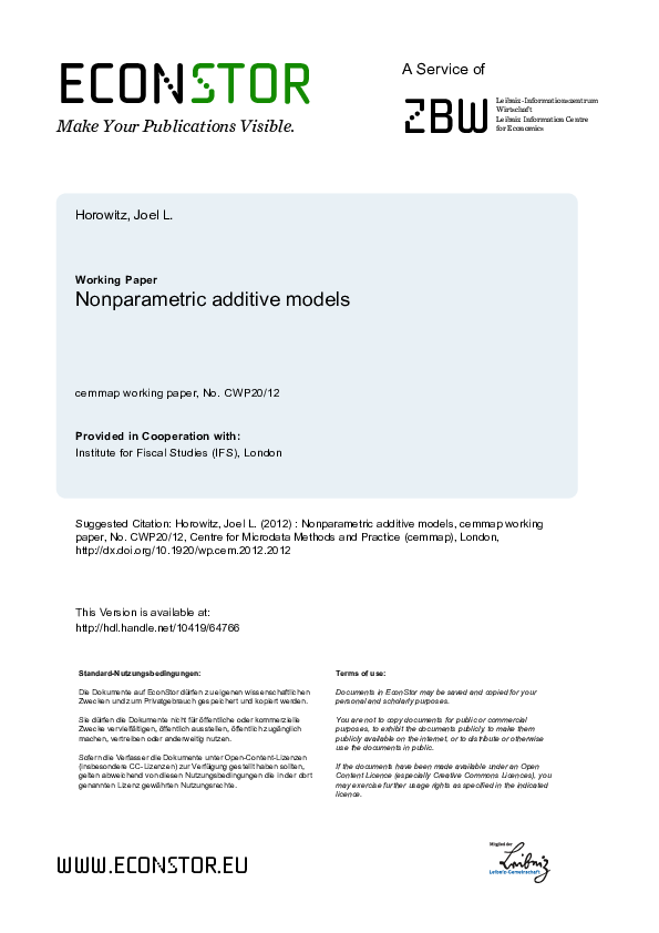 Pdf Nonparametric Additive Models