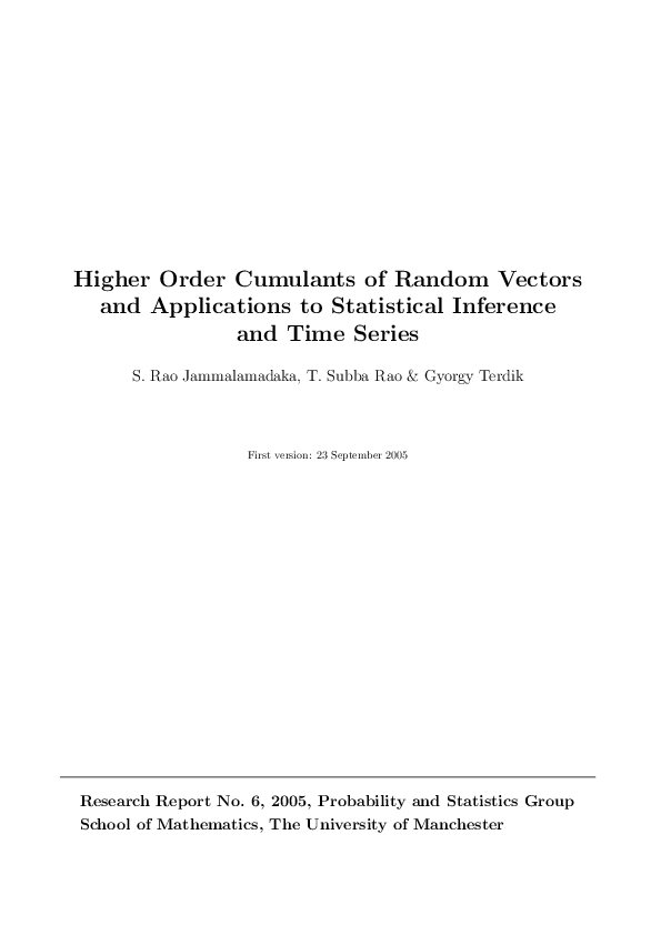 (PDF) Higher Order Cumulants of Random Vectors and Applications to Statistical Inference and ...
