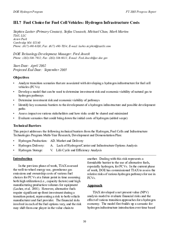 (PDF) II.I.6 Fuel Choice for Fuel Cell Vehicles: Hydrogen ...