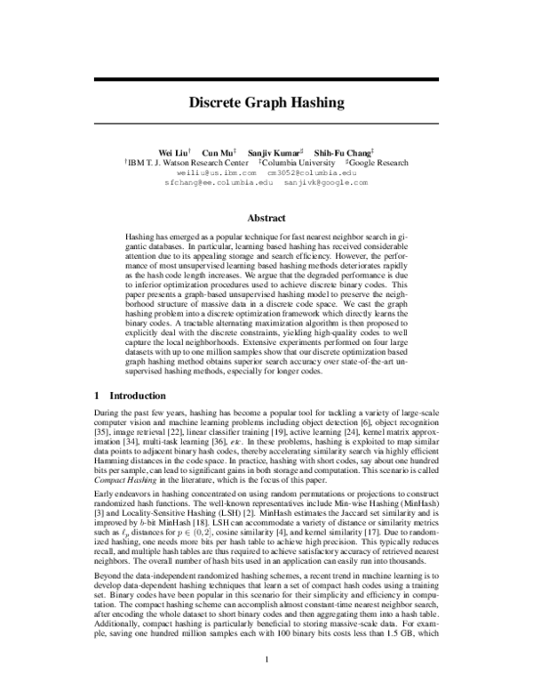 (PDF) Discrete Graph Hashing