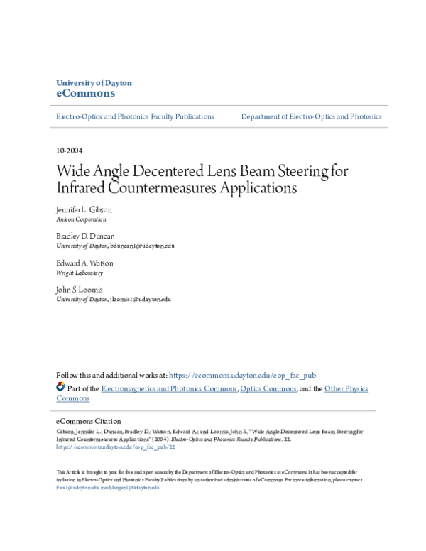 (PDF) Wide-angle decentered lens beam steering for infrared ...