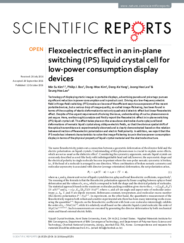 (PDF) Flexoelectric effect in an in-plane switching (IPS) liquid ...