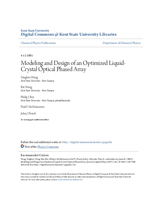 (PDF) Modeling and design of an optimized liquid-crystal optical phased ...