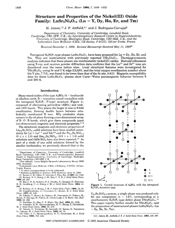 (PDF) Structure and Properties of the Nickel(III) Oxide Family ...