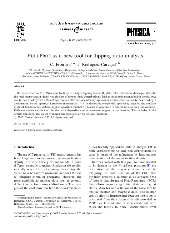 (PDF) FullProf as a new tool for flipping ratio analysis | Juan ...