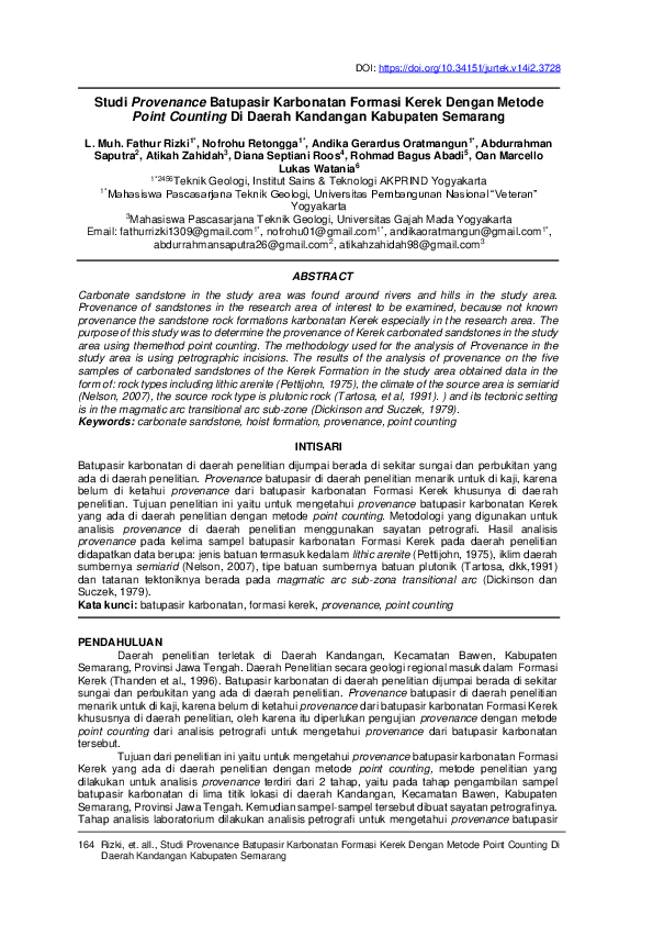 (PDF) Studi Provenance Batupasir Karbonatan Formasi Kerek Dengan Metode ...