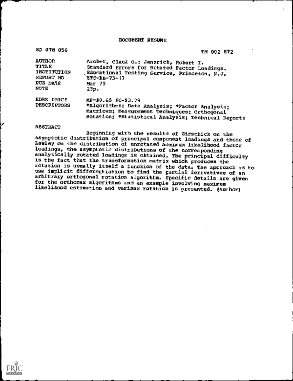 (PDF) Standard errors for rotated factor loadings