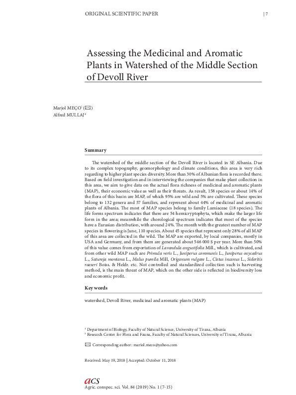 (PDF) Assessing the Medicinal and Aromatic Plants in Watershed of the ...