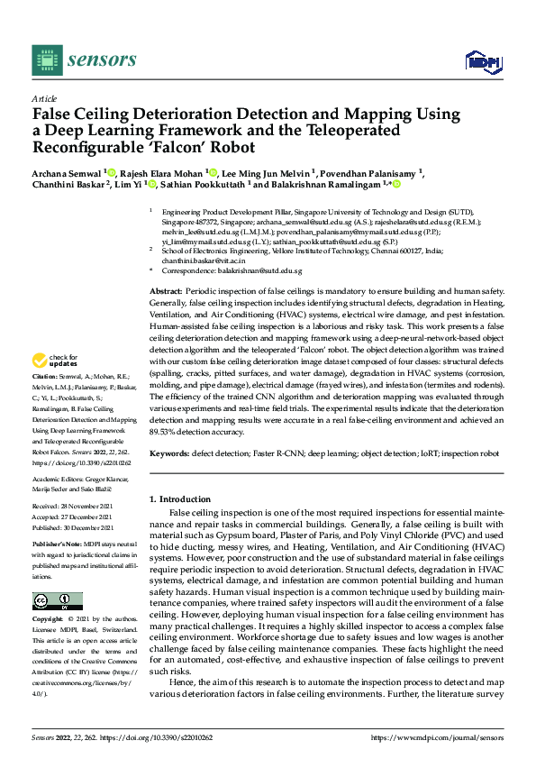 (PDF) False Ceiling Deterioration Detection and Mapping Using a Deep Learning Framework and the ...