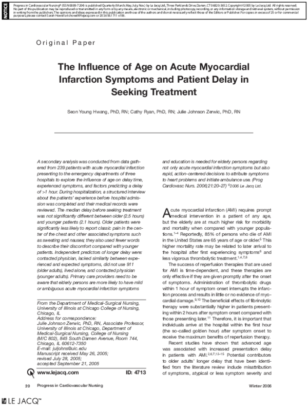 (PDF) The Influence of Age on Acute Myocardial Infarction Symptoms and ...