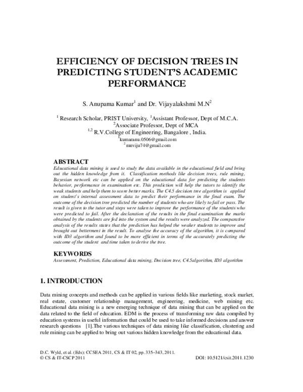 (PDF) Efficiency of Decision Trees in Predicting Student's Academic ...