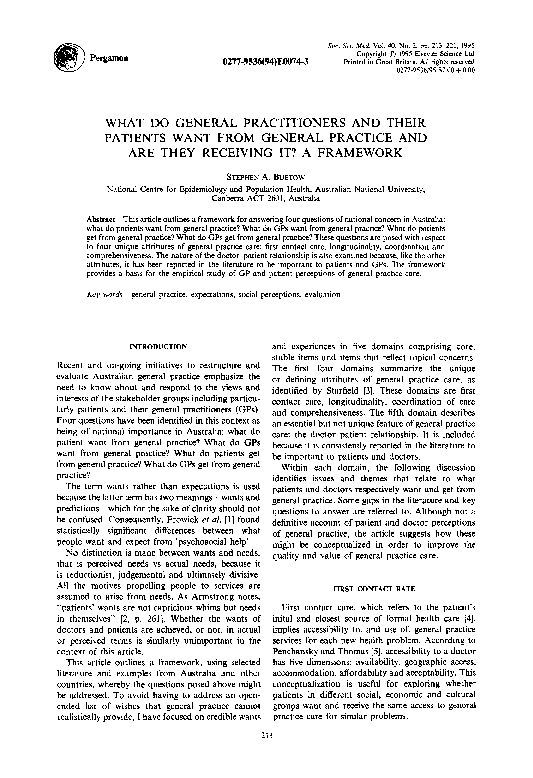 (PDF) What do general practitioners and their patients want from ...