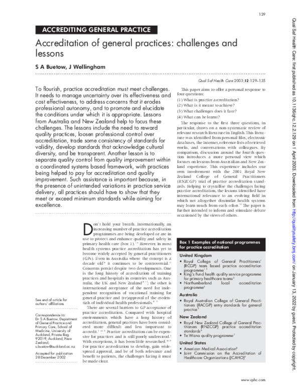 (PDF) ACCREDITING GENERAL PRACTICE Accreditation of general practices ...