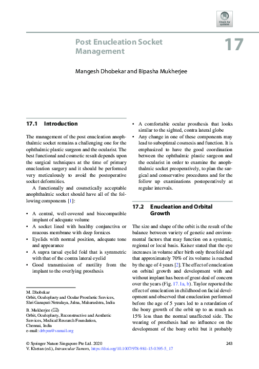 (PDF) Post Enucleation Socket Management