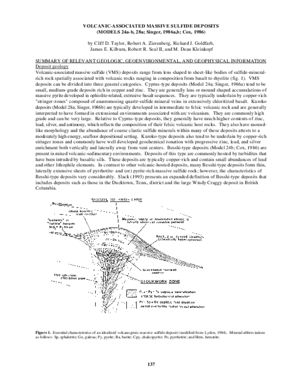 (PDF) Volcanic-associated massive sulfide (VMS) deposits range from ...