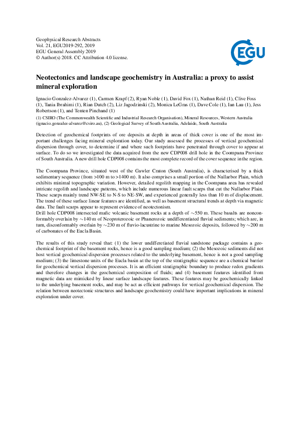 (PDF) Neotectonics and landscape geochemistry in Australia: a proxy to ...