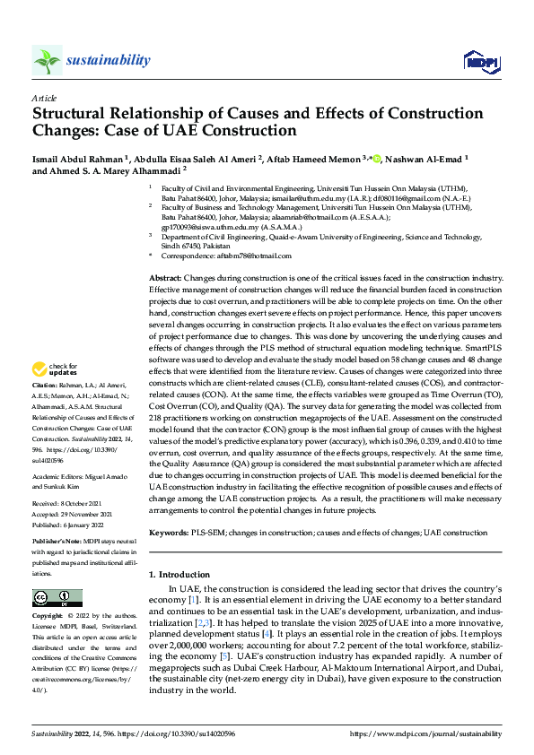 (PDF) Structural Relationship of Causes and Effects of Construction ...