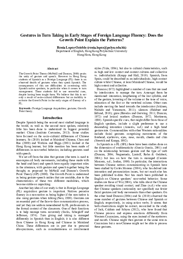(PDF) Gestures in Turn Taking in Early Stages of Foreign Language ...