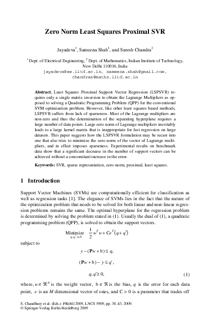 (PDF) Zero Norm Least Squares Proximal