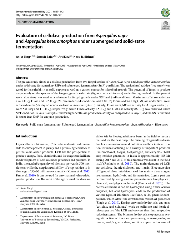 (PDF) Evaluation of cellulase production from Aspergillus niger and Aspergillus heteromorphus ...