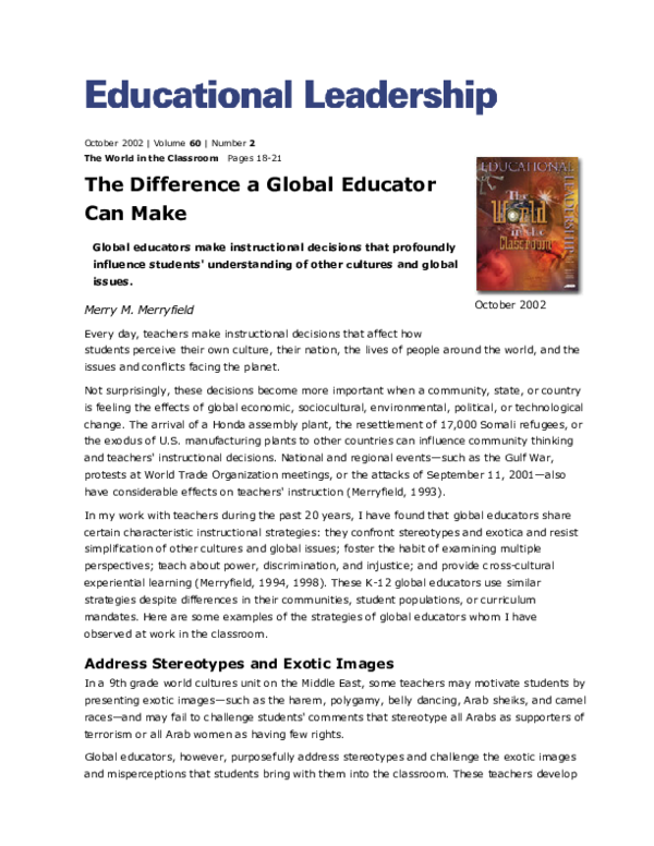 (PDF) The Difference a Global Educator Can Make