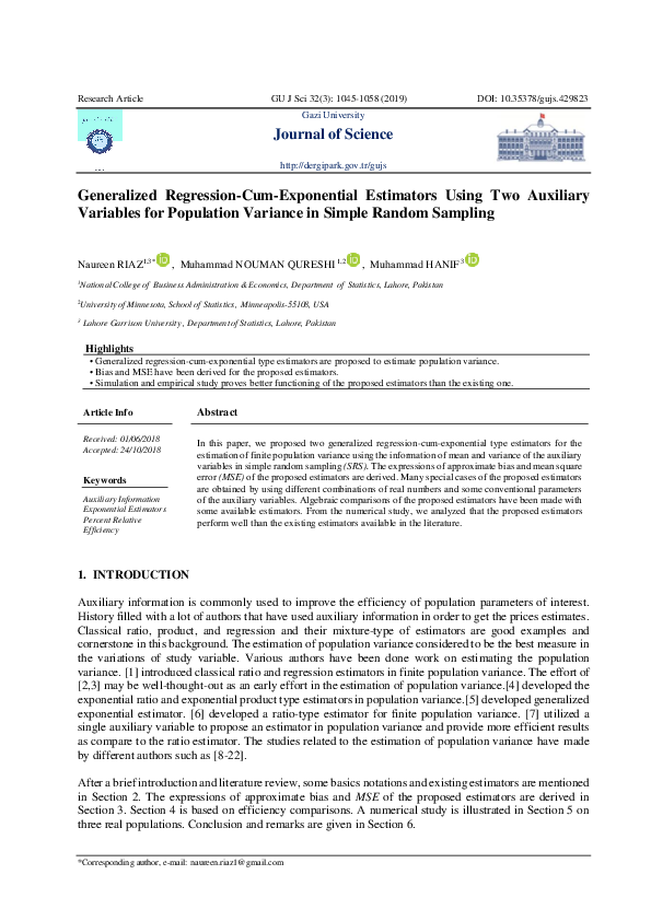Pdf Generalized Regression Cum Exponential Estimators Using Two